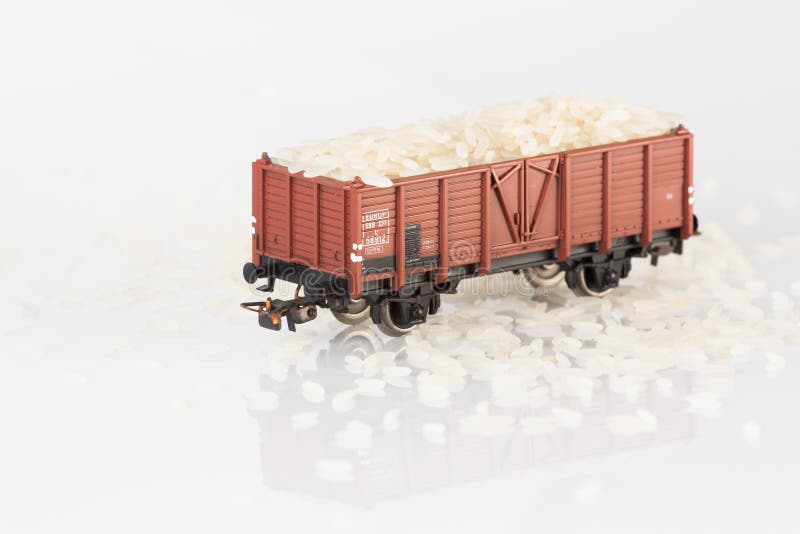 Toy rail car with rice two stock image. Image of rail - 39877277