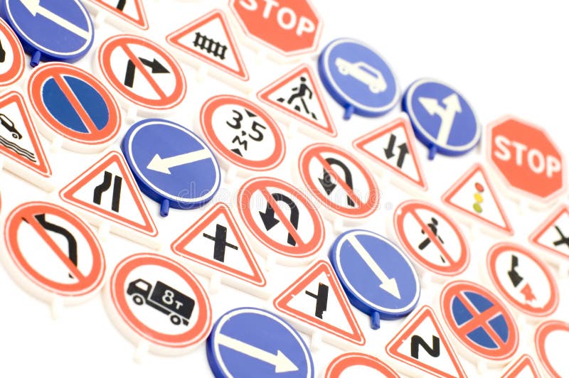 Toy road sign on white stock image. Image of journey, information - 4164501