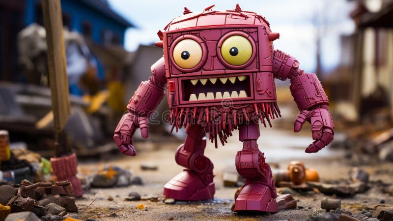 Toy Robot with Big Smile on it S Face. Generative AI Stock Illustration ...
