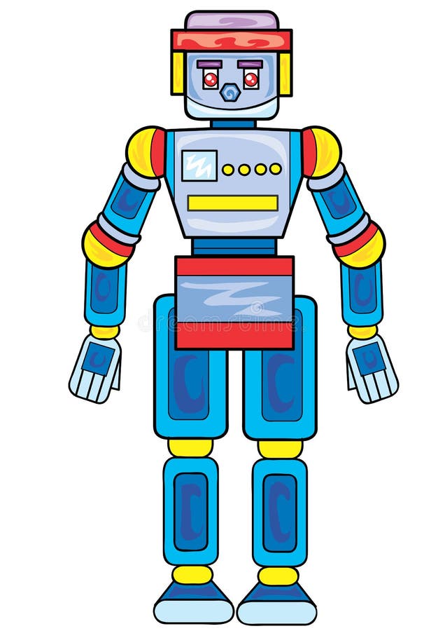 Toy Robot in Blue, Isolated Object on a White Background, Vector ...