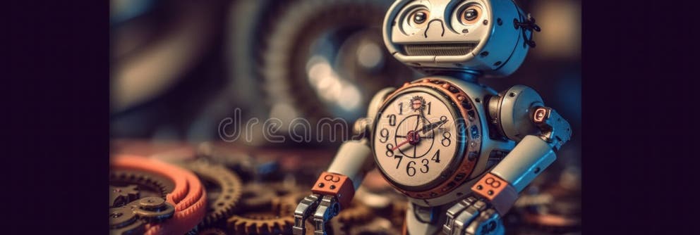 A Toy Robot with a Clock on it S Face. Generative AI Image. Stock ...
