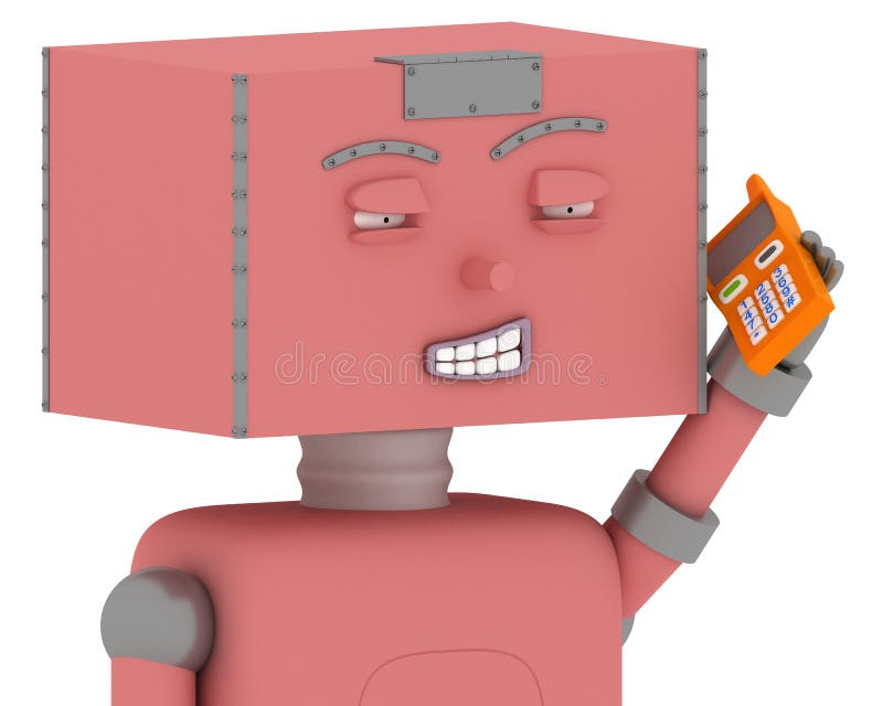 Toy Robot with Mobile Phone Stock Illustration - Illustration of ...