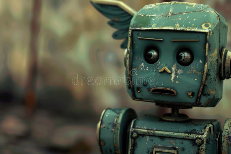 A Toy Robot with a Sad Expression, Suitable for Various Projects Stock ...