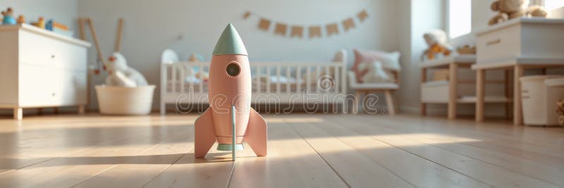 Toy Rocket in Children S Room Stock Illustration - Illustration of furniture, detailed: 366382743