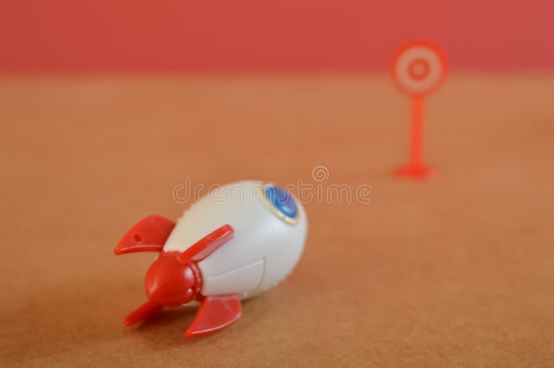 Toy Rocket Heading To the Target. Concept of Achieving Your Goal Stock ...