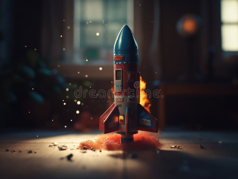 Toy Rocket Launch Cute Product Generative AI Stock Illustration ...