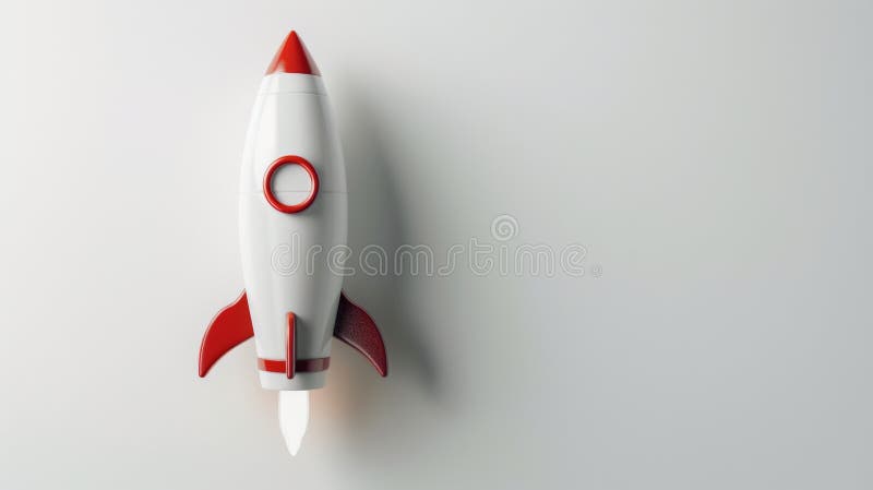 Toy Rocket Spaceship on White Background, Minimalistic Design, Children ...