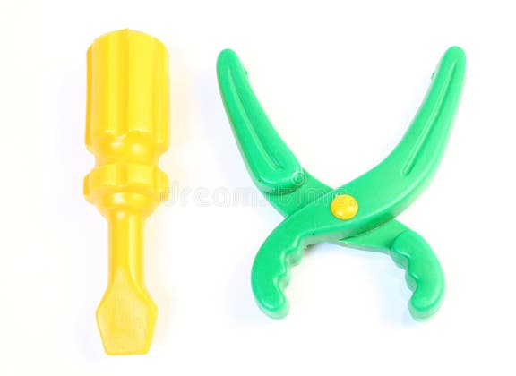 Toy screwdriver and pliers stock image. Image of pliers - 1381109