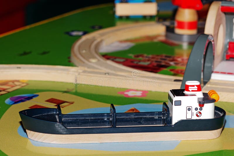 Toy Ship on Playground in Play Room Stock Photo - Image of center ...