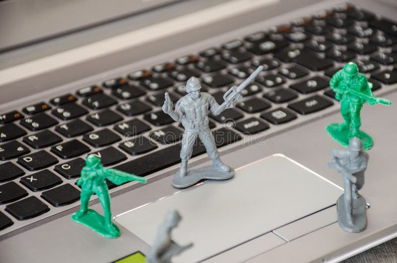 Toy Soldiers Who Protect the Computer from Viruses Stock Photo - Image ...