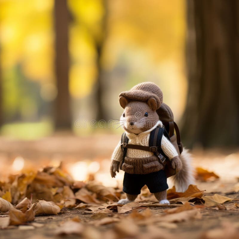 A Squirrel with a Backpack Sitting on a Log. Generative AI Image. Stock ...