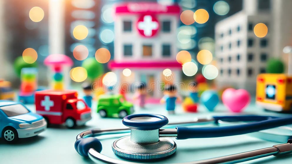 Toy Stethoscope Positioned at the Edge of the Frame Stock Illustration ...