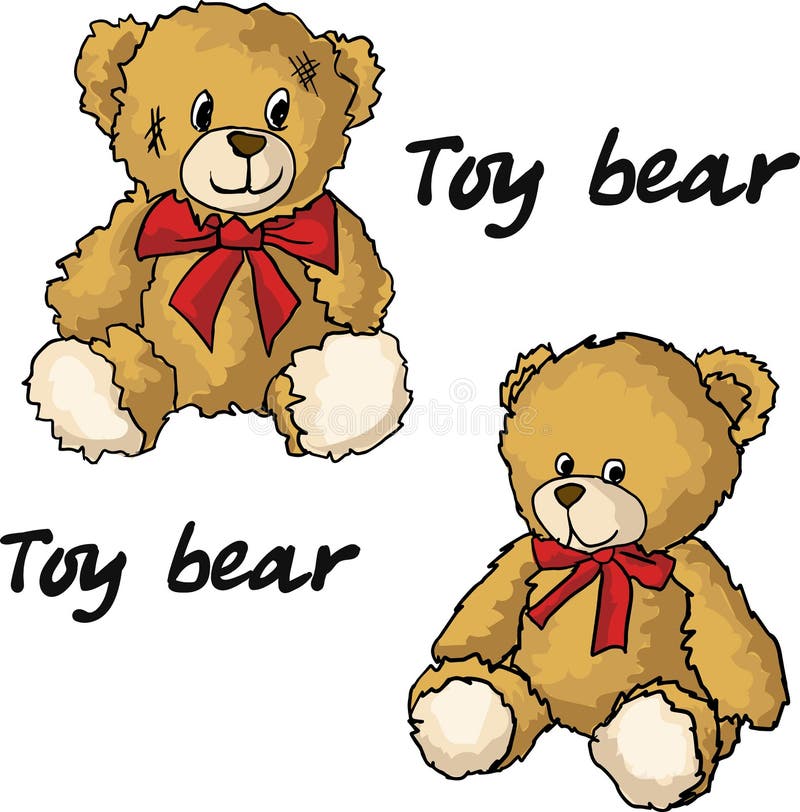 Toy Stuffed Bears with a Bow Vector Stock Vector - Illustration of ...