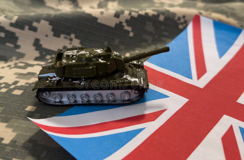Toy Tank with British Flag on Green Background Stock Image - Image of ...