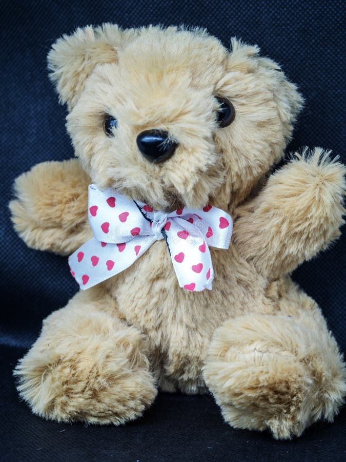Toy Teddy Bear with a Bow Close Angle Stock Image - Image of soft ...