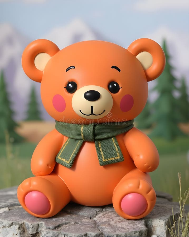 Toy Teddy Bear in the Forrest Stock Illustration - Illustration of ...