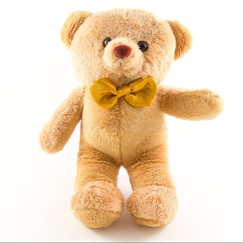 Toy Teddy Bear on a White. Side View. 3D Illustration Stock ...