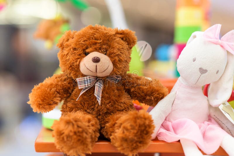 Toy Teddy Bear and Rabbit Doll Stock Photo - Image of shot, gift: 67855556