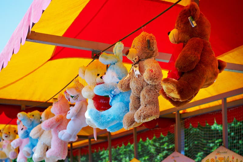 Toy teddy bear in a store stock photo. Image of purchase - 14445644