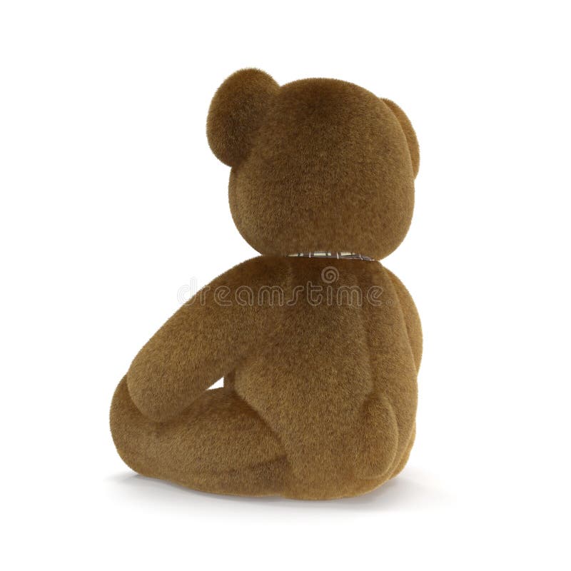 Toy Teddy Bear on a White. Side View. 3D Illustration Stock ...