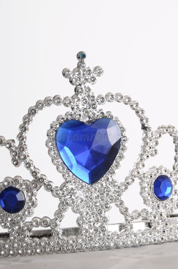 Toy Tiara with Diamonds and Blue Gem Stock Photo - Image of cinderella ...