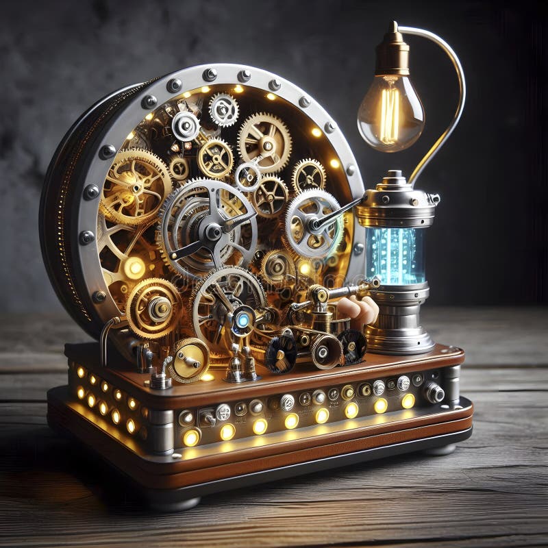 A Toy Time Machine with Spinning Gears and Led Lights, Ai Created Image ...