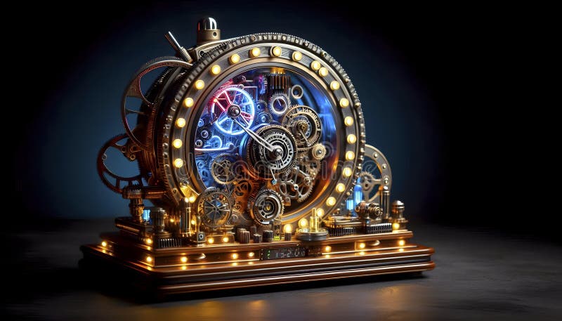 A Toy Time Machine with Spinning Gears and Led Lights, Ai Created Image ...