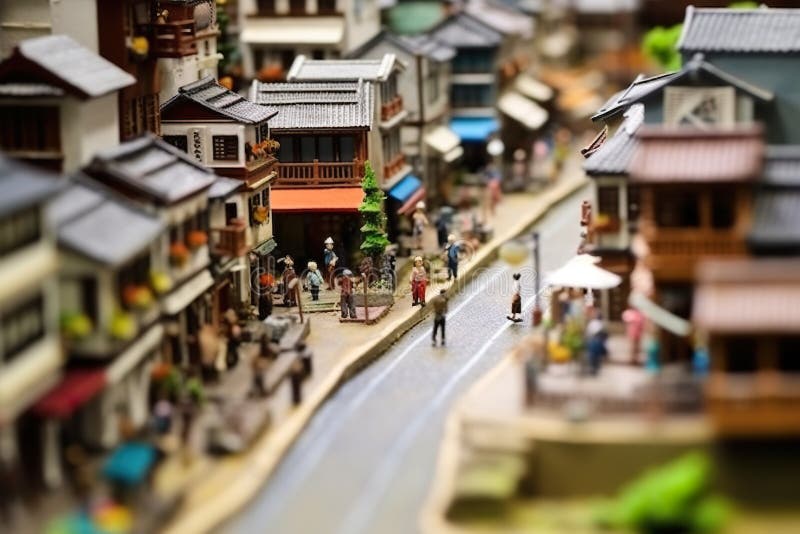 A Toy Town with People Walking Down the Street. Generative AI Image ...