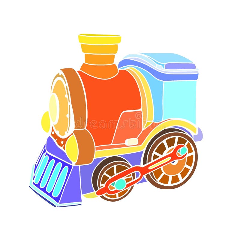 Toy Train without Outline with Solid Colors Isolated Doodle Drawing ...