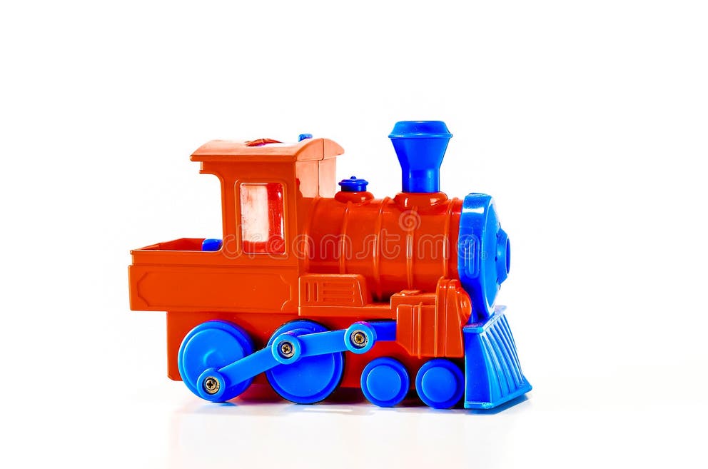 A Toy Train with a Blue and Orange Engine Stock Image - Image of ...