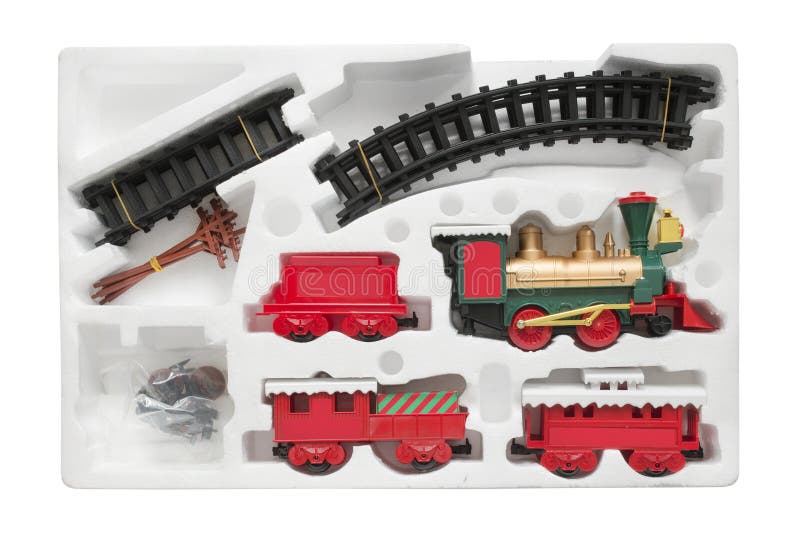 Toy train in a box stock image. Image of play, pack - 240333031