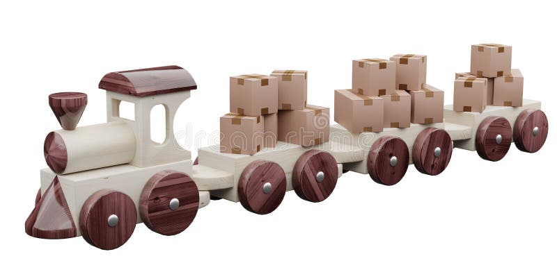 Toy Train Carrying Cardboard Boxes Different Size Stock Illustration ...