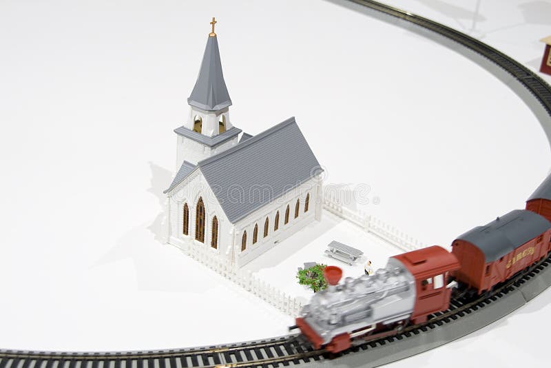 Toy train church stock photo. Image of worship, engine - 5523210