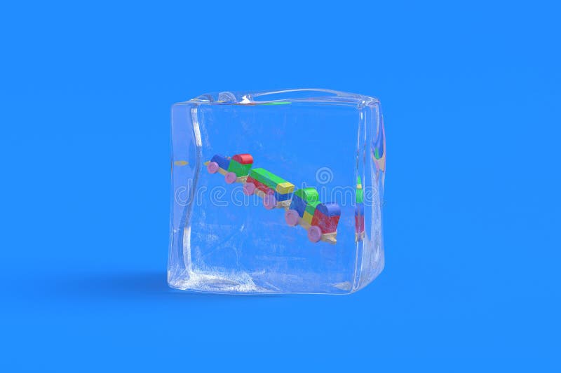 Toy Train for Document in Ice Cube Stock Illustration - Illustration of ...