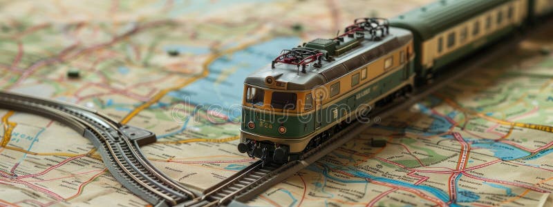 Toy Train on Map Travel Concept Stock Illustration - Illustration of ...