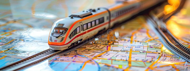 Toy Train on Map Travel Concept Stock Illustration - Illustration of ...