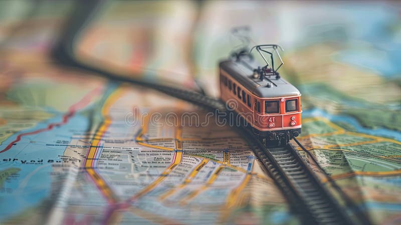 Toy Train on Map Travel Concept Stock Illustration - Illustration of ...