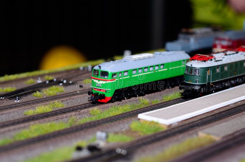 Train model on the railway stock photo. Image of panorama - 140993340