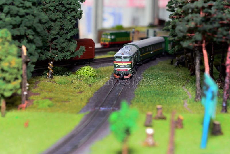 Train model on the railway stock photo. Image of diesel - 140993510
