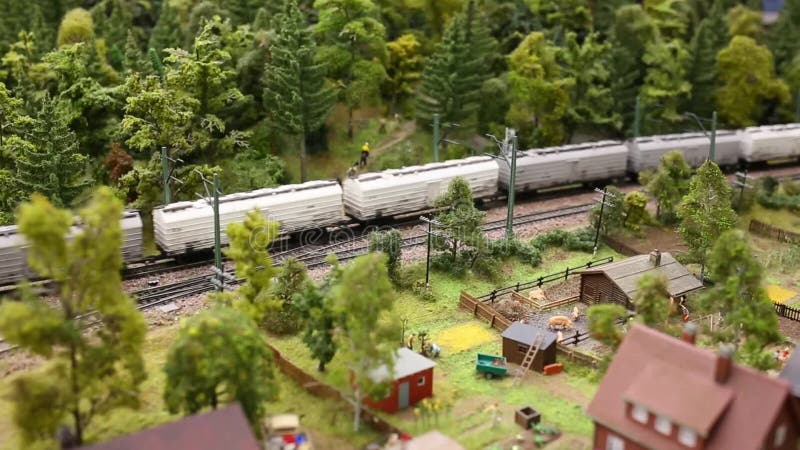 Toy Train Models on Railroad Set Mockup - Passenger Trains Stock ...