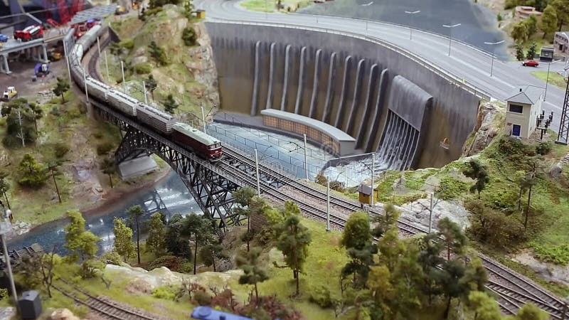 Toy Train Models on Railroad Set Mockup - Passenger Trains Stock ...