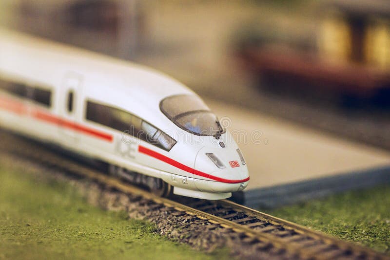 Toy Train on the Rails. Train Model on the Model Railway Editorial ...