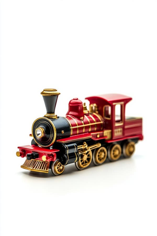 A Toy Train with a Red Engine and Black Wheels Stock Illustration ...