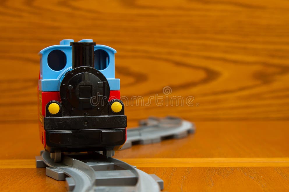 Toy Trainon Rails. Front View Stock Image - Image of railway, engine ...