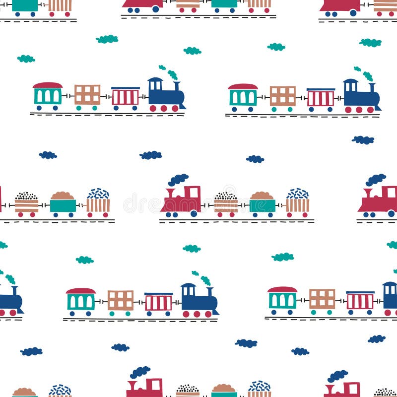 Toy Trains Seamless Pattern. Stock Vector - Illustration of wallpaper ...
