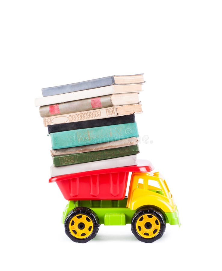 Toy Truck with a Stack of Books Stock Image - Image of object, book ...
