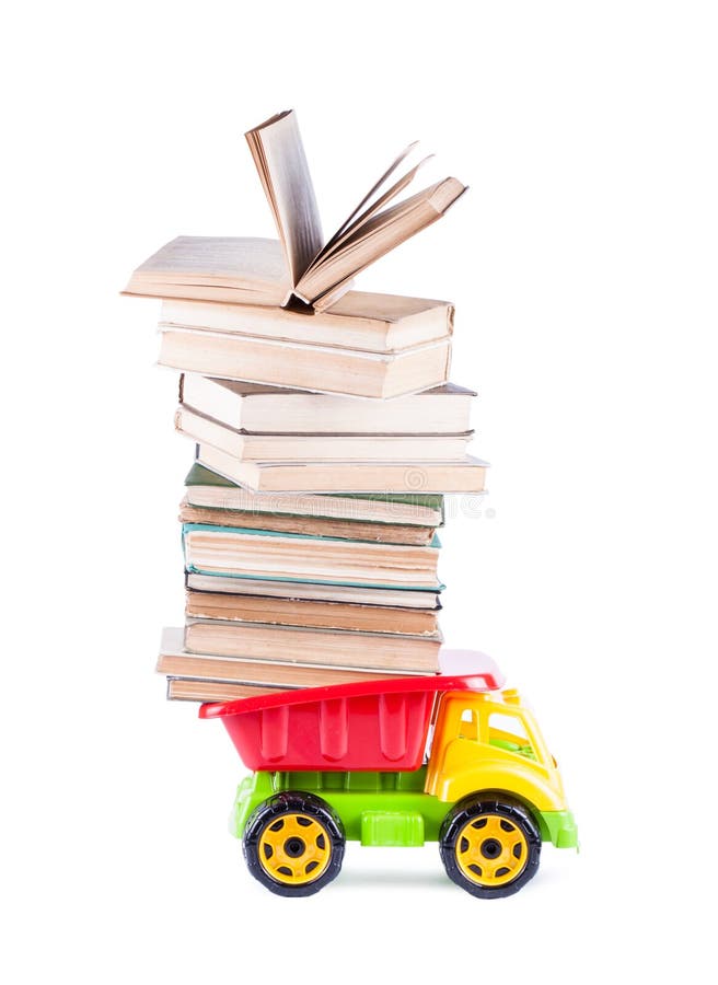 Toy Truck with a Stack of Books Stock Photo - Image of object ...
