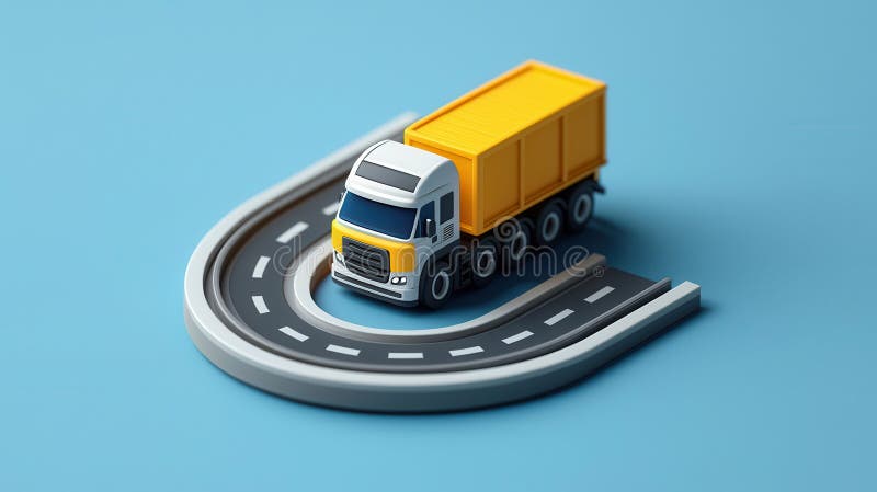 A 3D-illustration of a Toy Truck with a Yellow Cargo Container on a ...