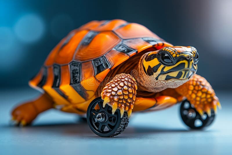 A Toy Turtle with Wheels on a Gray Surface Stock Illustration ...