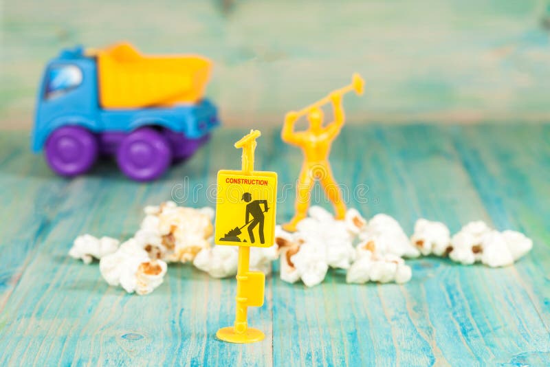 Toy Worker Work on Construction Site Stock Photo - Image of creativity ...